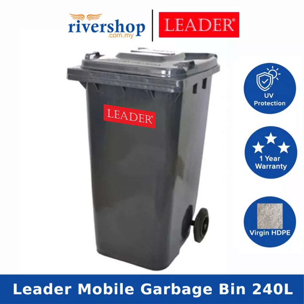 LEADER 240Litres Mobile Garbage Bin Plastic Dustbin Rubbish Bin Trash ...