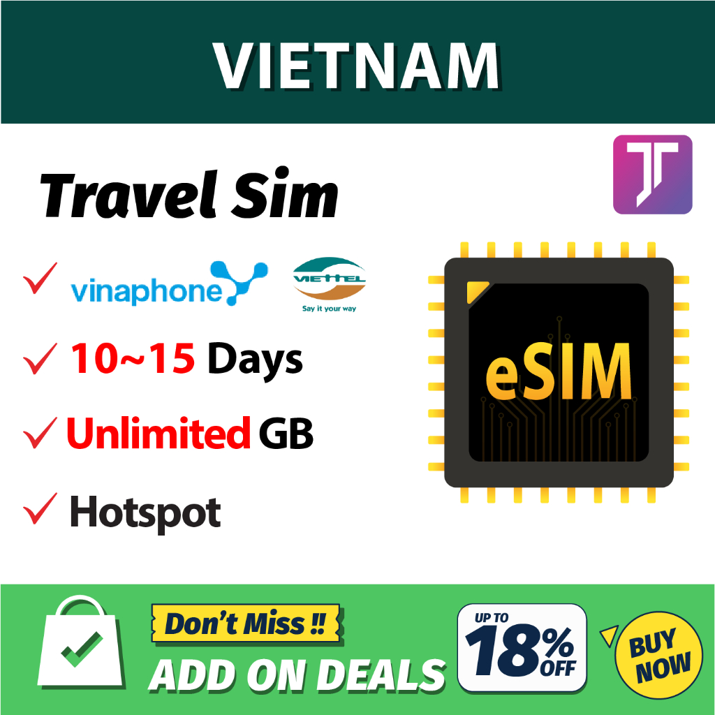 eSIM【Vietnam】Vietnam Vinaphone Viettel Travel Prepaid Sim Card ...
