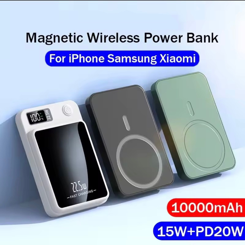 20000mAh Mini Magnetic Power Bank Wireless Fast Charging External ...
