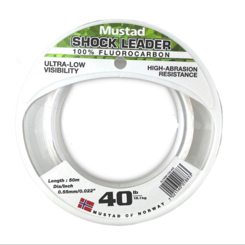 Mustad Fc Shock Leader Line 100% Fluorocarbon 50m (30lbs/40lbs/50lbs ...