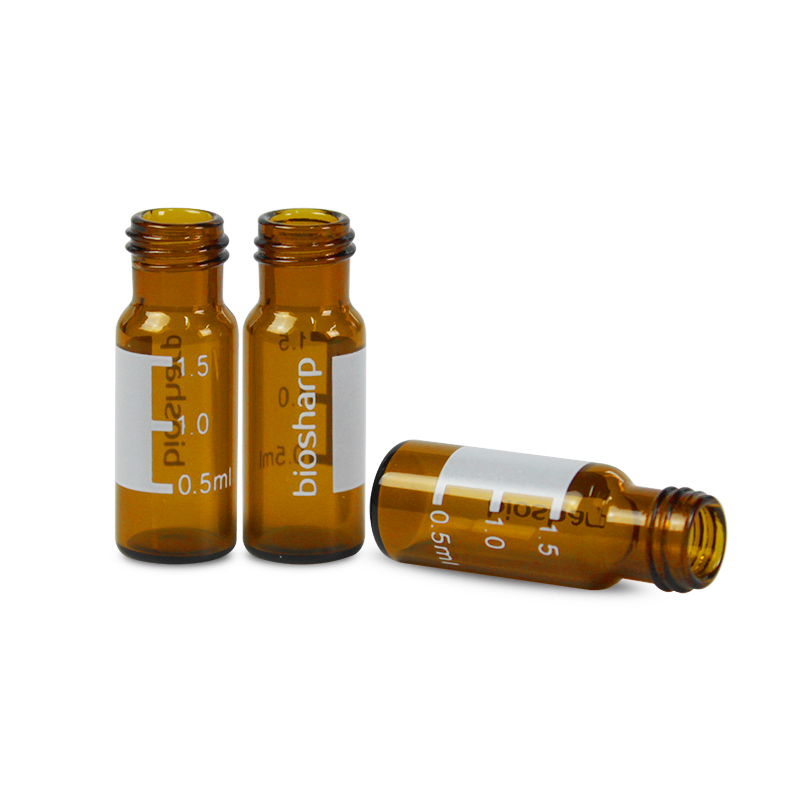 2mL HPLC Autosampler Short Thread Vial, Clear, 9mm short screw-thread cap Pre-slit, with white ...