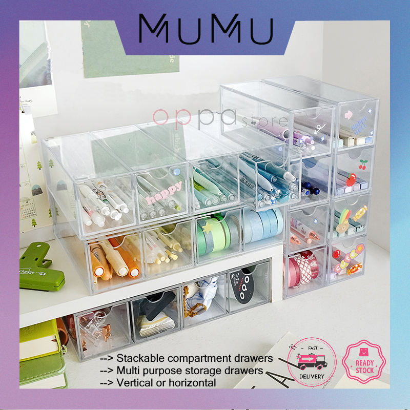 MUMU Style 4 Compartment Stationery Storage Box Spectacles Glasses Pen ...