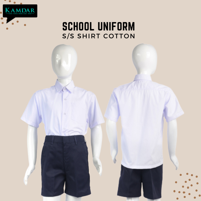 KAMDAR Baju Uniform Cotton Lelaki Sekolah Rendah Berkolar Lengan Pendek ...