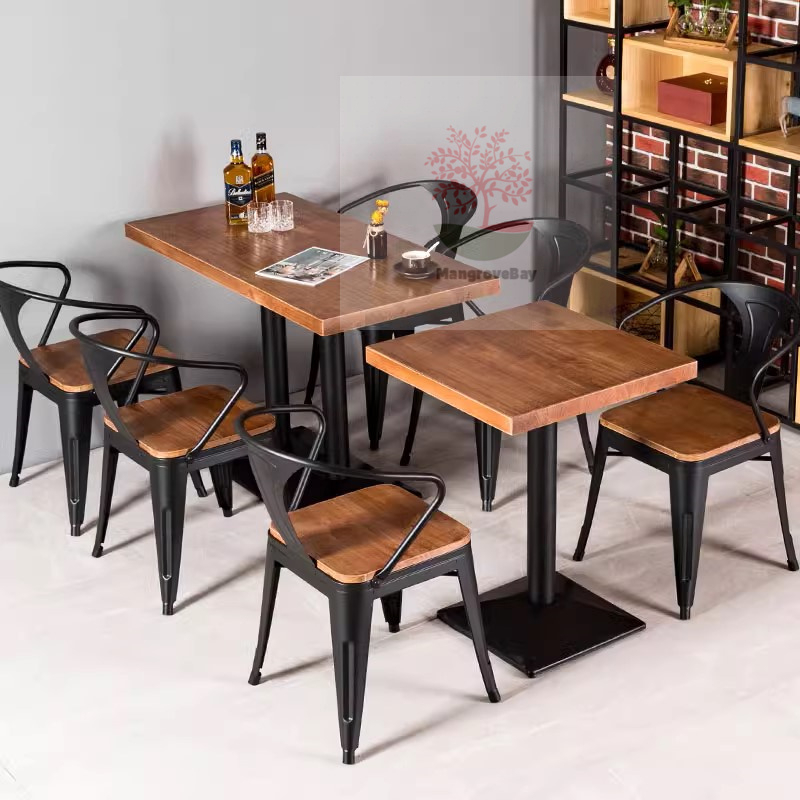Restaurant Table and Chair Solid Wood Dining Table Meja dan Kerusi Kedai Makan Restauran ...