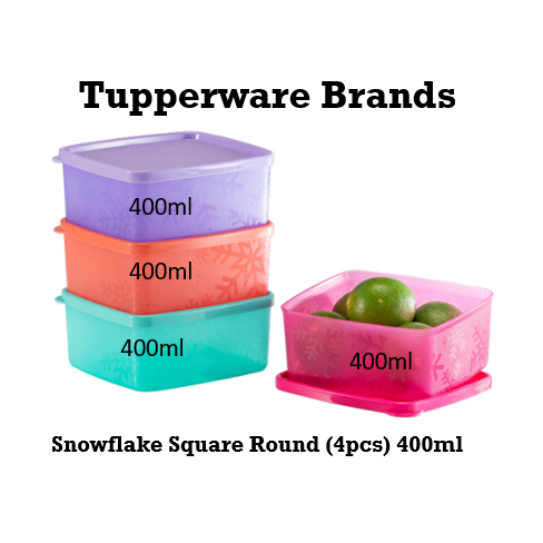 Tupperware Snowflake Medium Square Round (4pcs ) 800ml OR 800ml (4pcs ...