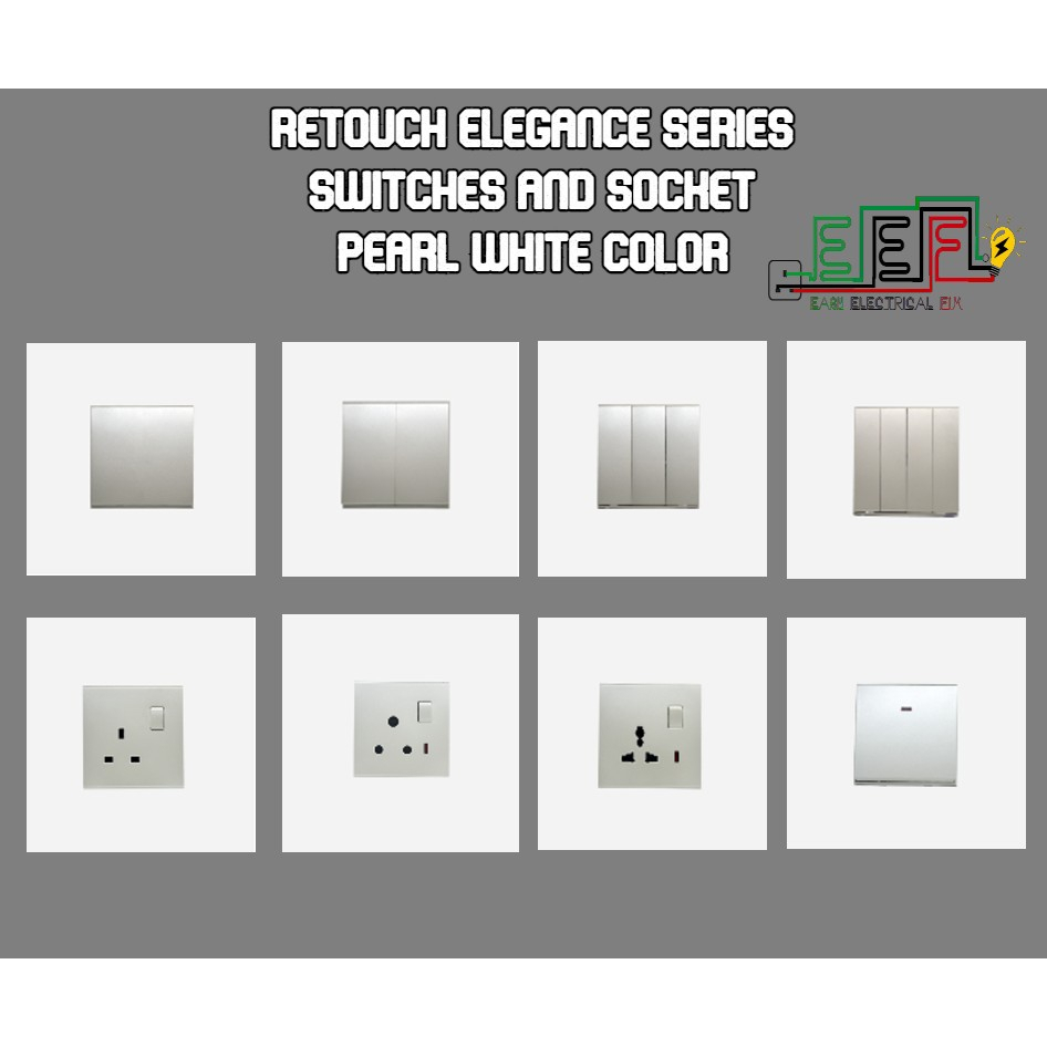 Retouch Switches And Socket Elegance Series (Pearl White Color ...