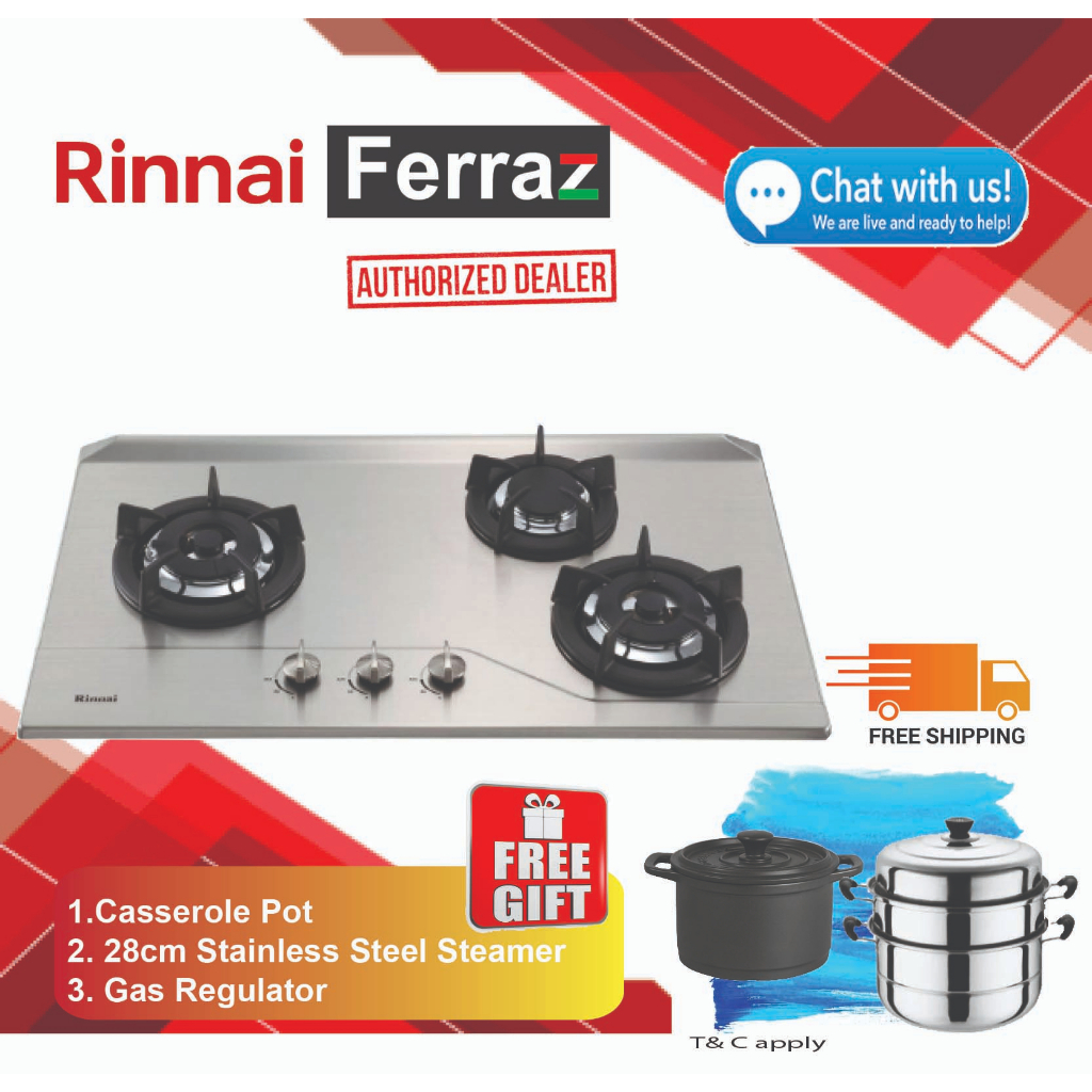 Rinnai RB-3SS-C-S 3-Burner Gas Hob / Cooking Stove / Gas Stove ( PRE ...