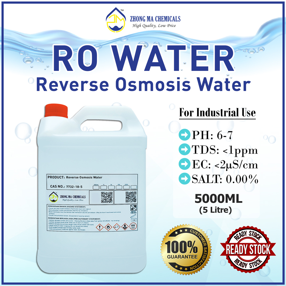 RO Water (Reverse Osmosis Water) Purified Water For Industrial Use 反渗透纯净水 5000ML / 5L / 5 Liters ...