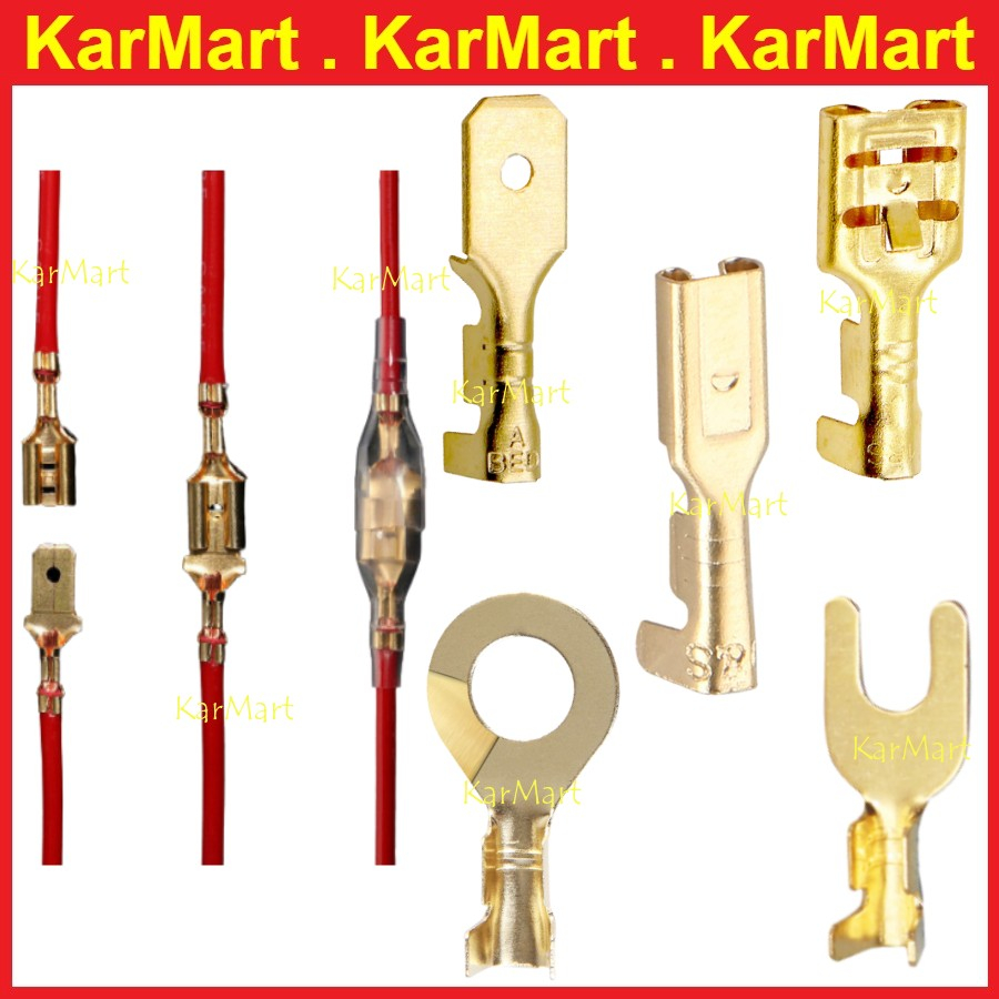 1Pack 100pcs Speaker Terminal Crimp Electrical Gold Brass Clip Standard ...