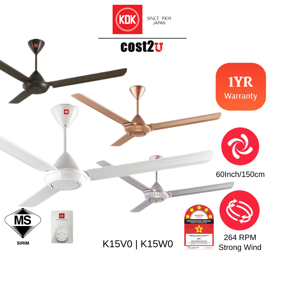 KDK 60" DECO Ceiling Fan | K15V0 K15W0 K15VO K15WO (Regulator Type Kipas Siling 风扇) | Shopee ...