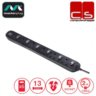 Masterplug Surge Protector 6 Gang 2 Meter Extension Leads - SWSRG62NB ...