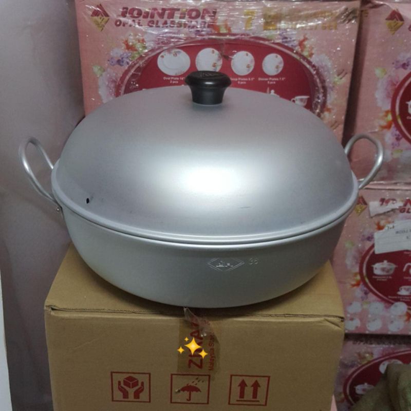 [ 36cm 40cm 44cm 48cm ] PERIUK INDIA ADA PENUTUP Kuali Donut Tebal ...