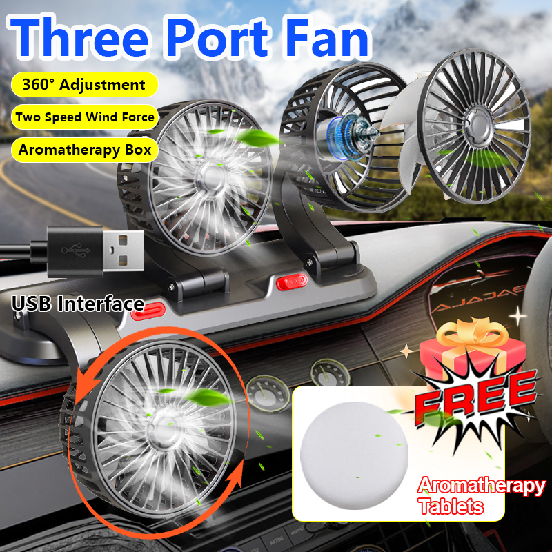 Car Fan Car Strong Dual Fan USB Mini Fan Air Cooler Fan 3 Speed ...