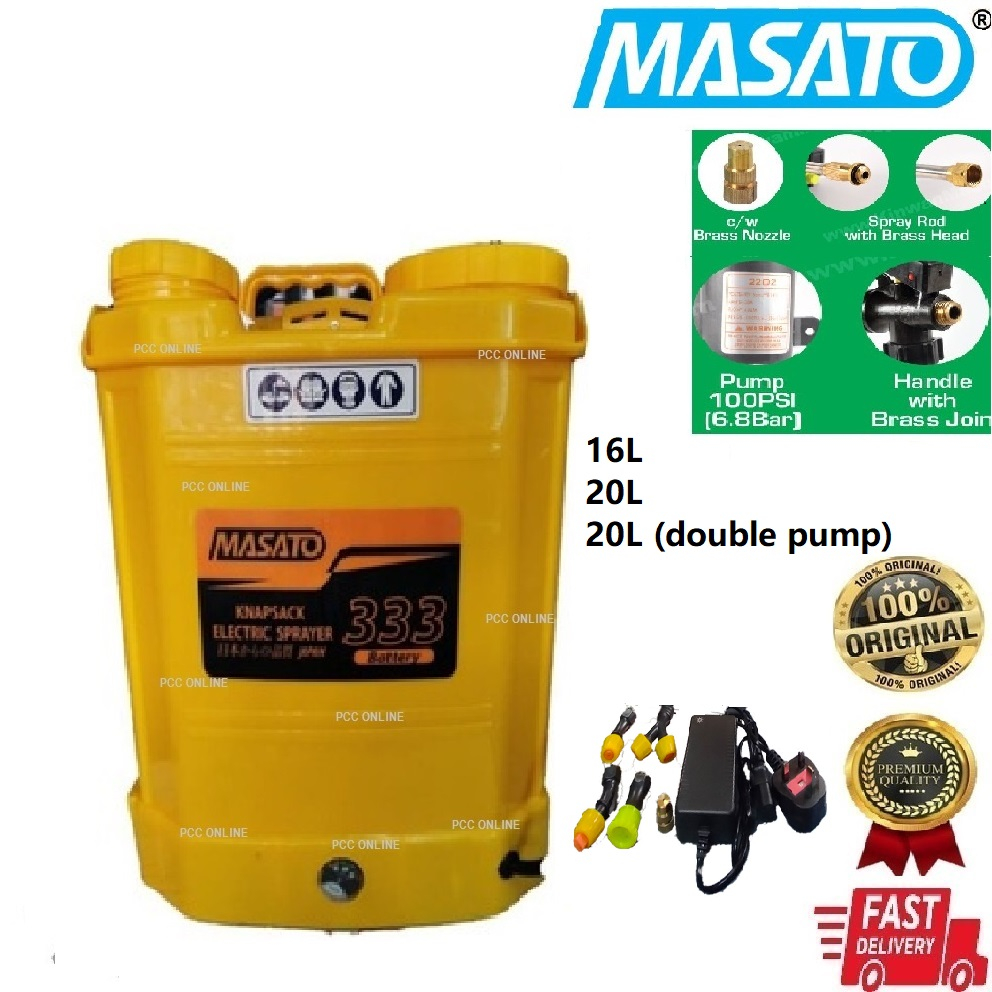 Masato Knapsack Pump Battery Sprayer Pump|Pam Racun Bateri (MST333 16L ...