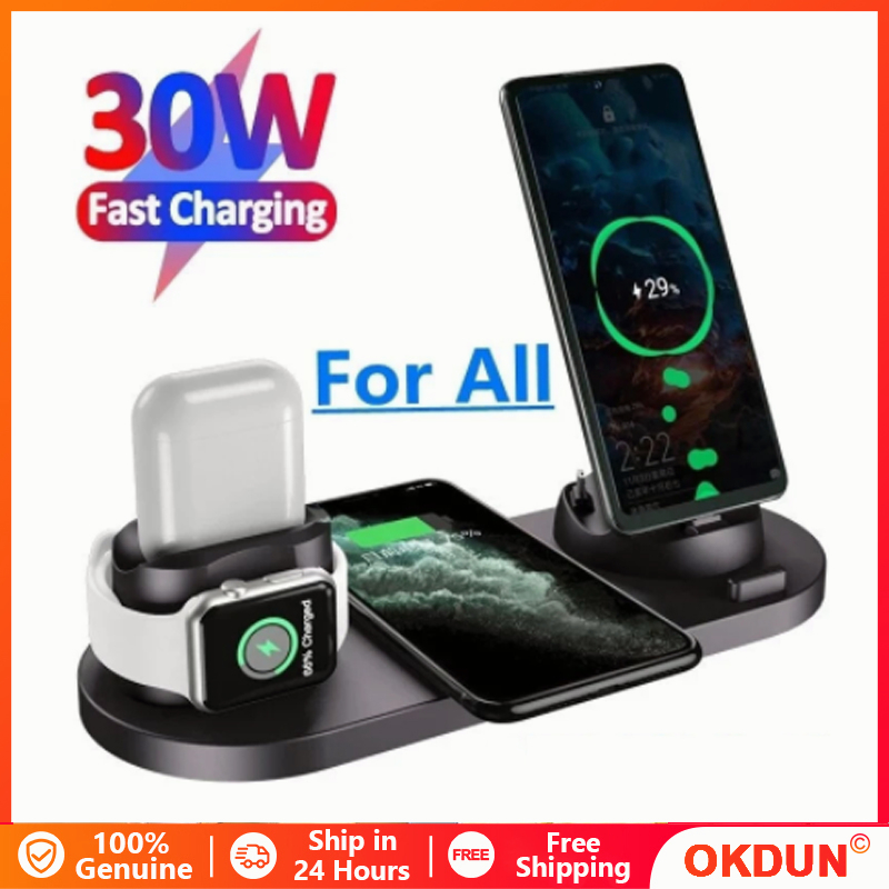 9 in 1 Wireless Charger Dock Station 14 Pro Max/13/12/11 Android Type C ...