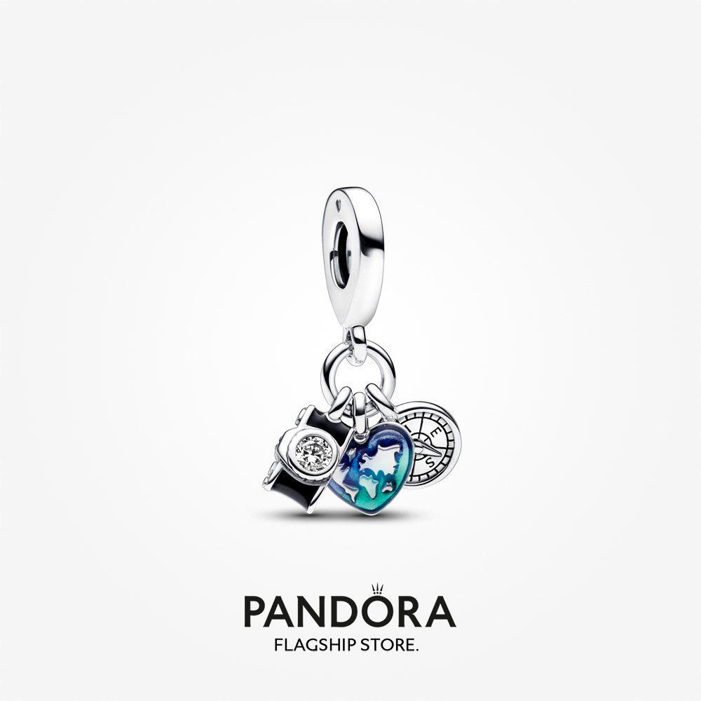 Pandora Camera, Heart & Compass Triple Dangle Charm | Shopee Malaysia