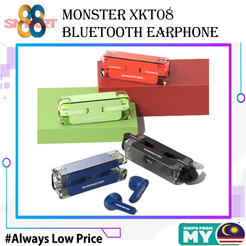 (88Smart) Monster XKT08 Bluetooth Earphone Wireless Earphone Low ...