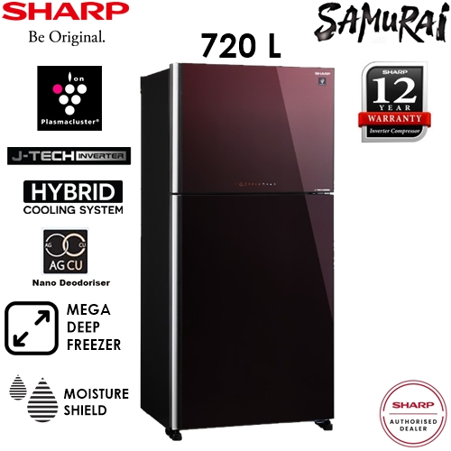 SHARP 2 DOOR J-TECH INVERTER PLASMACLUSTER FRIDGE 720L SJP882MFGK ...