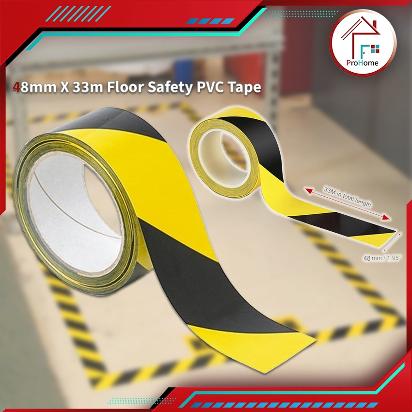 Floor Marking Tapes / 48mm X 33m Floor Safety Caution Warning Tape / PVC Vinyl Floor Marking ...
