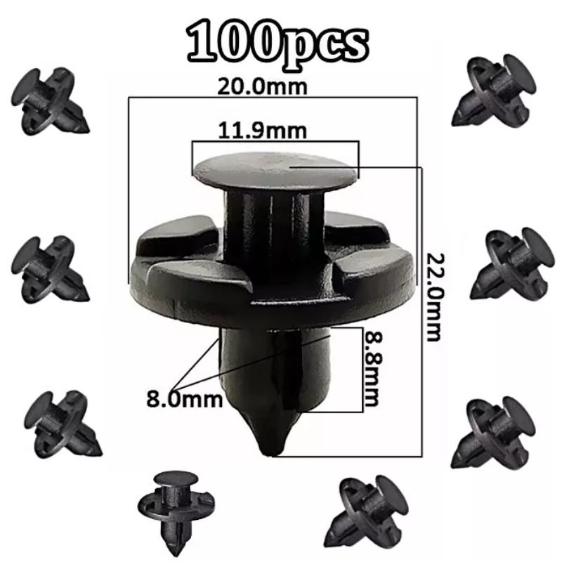 100PCS car rivet bumper fender plastic trim fastener Retainer Fixing ...