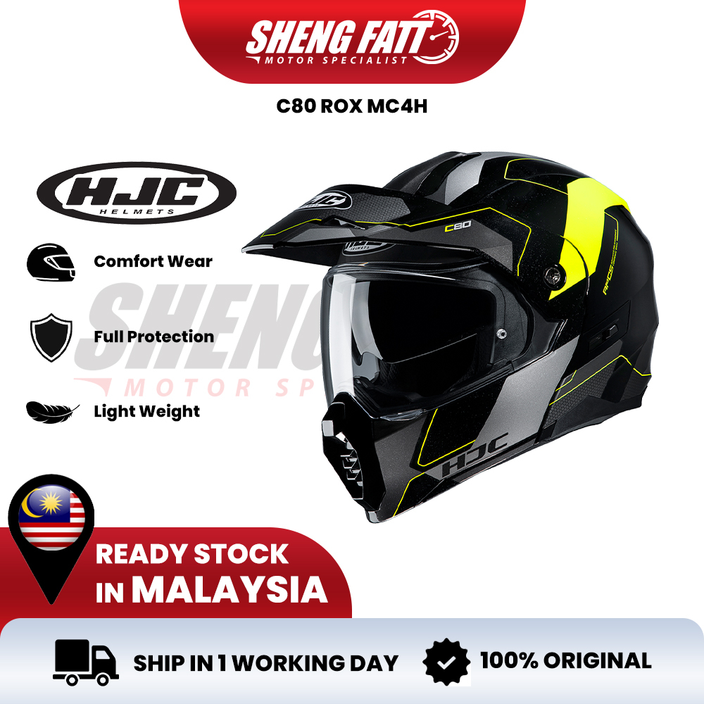 HJC C80 ROX Dual Sport Modular Helmet Motor Visor Topi Keledar Keselamatan Full Face Original ...
