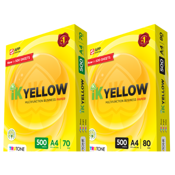 IK Yellow A4 Paper 70/80gsm 500 sheets ( 5 ream/Carton) Multifunction ...