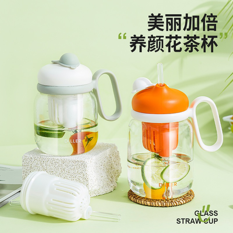 Diller CapCap HighQuality Borosilicate Glass Straw Tea Cup Mug Bottle ...