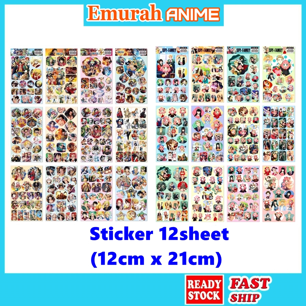 Anime Sticker 12sheets Demon Slayer Jujutsu Kaisen AOT Haikyu Spy X ...