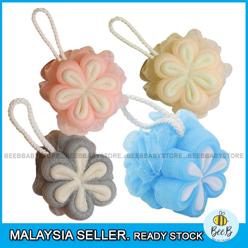Flower Shaped Baby Bath Shower Sponge Children Bath Ball Trumpet Bath ...