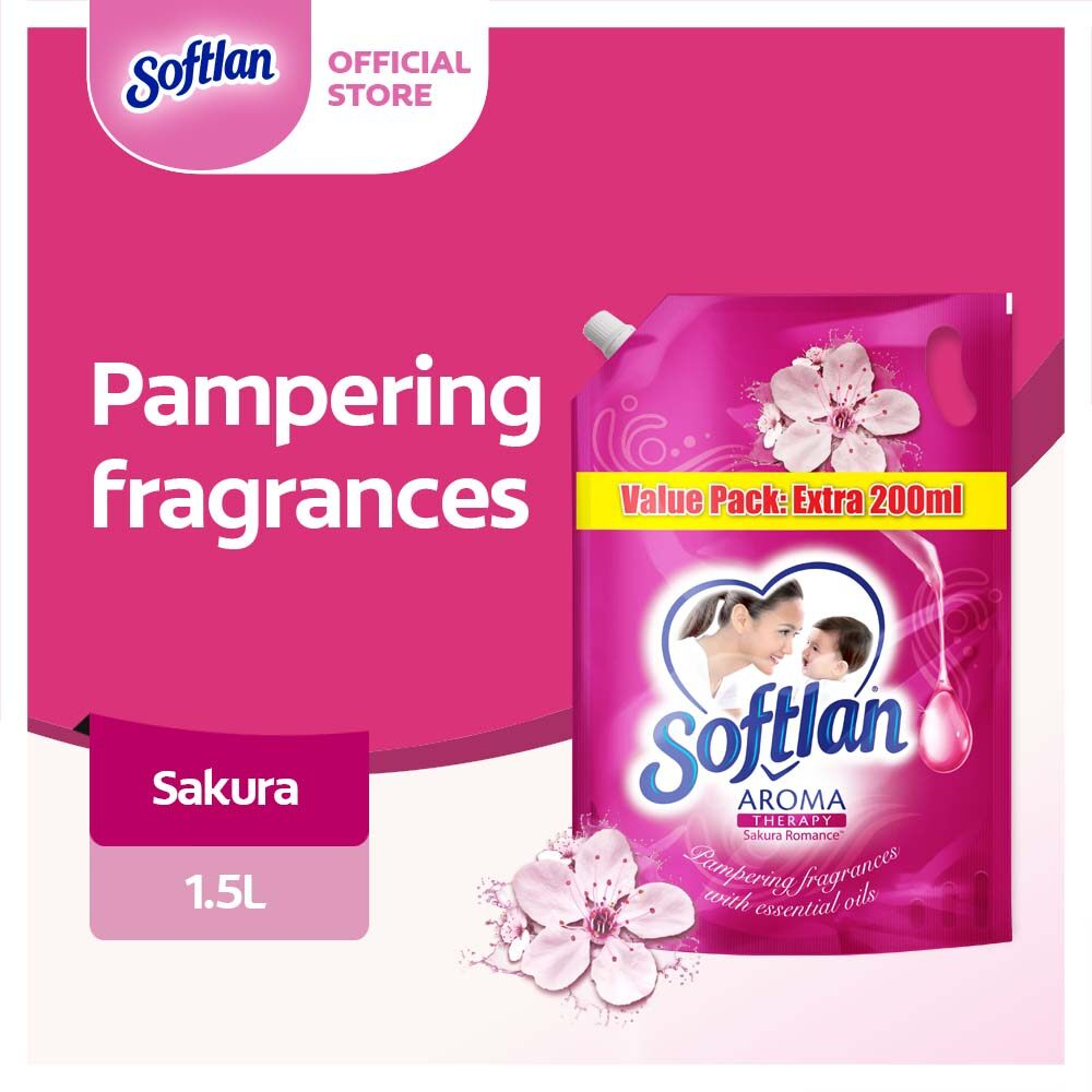 🔥FREE GIFT🔥Softlan Aroma Therapy Sakura (Pink) Fabric Softener 1.5L ...
