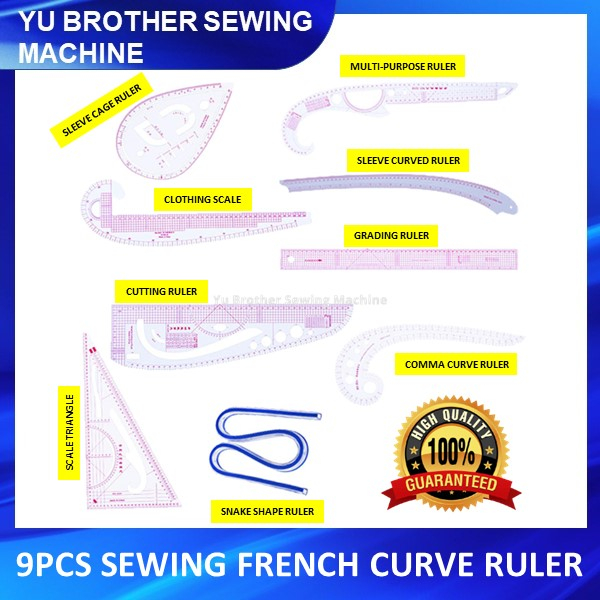 🔥READY STOCK🔥 9pcs Practical Sewing French Curve Cutting Ruler Measure ...