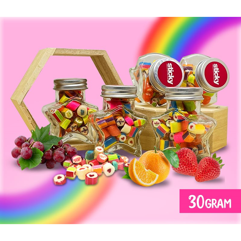 Sticky Candy 30g/40g/70g/80g/120g/170g Mix Fruits Flavours Sweet Sour Snacks Candies Halal ...