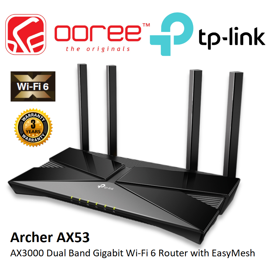 TP-LINK ARCHER AX53 AX3000 DUAL BAND GIGABIT WI-FI 6 ROUTER WITH ULTRA ...