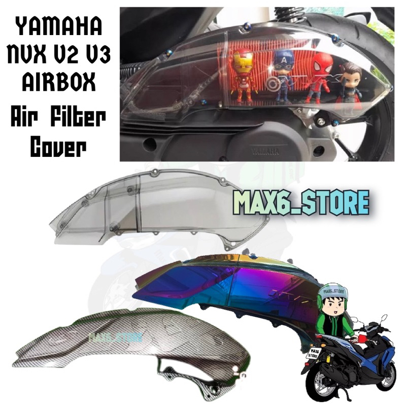 YAMAHA NVX V2 V3 AIR FILTER COVER AIRBOX SMOKE CLEAR CARBON TITANIUM ...