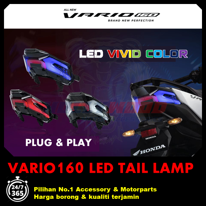 VARIO160 RGB LED TAILLAMP WITH REMOTE APP COLOUR CHANGING / LAMPU ...