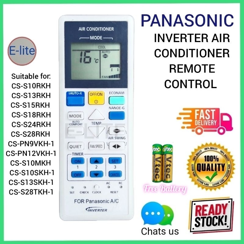 NEW PANASONIC (OEM) INVERTER AIR CONDITIONER REMOTE CONTROL | Shopee ...