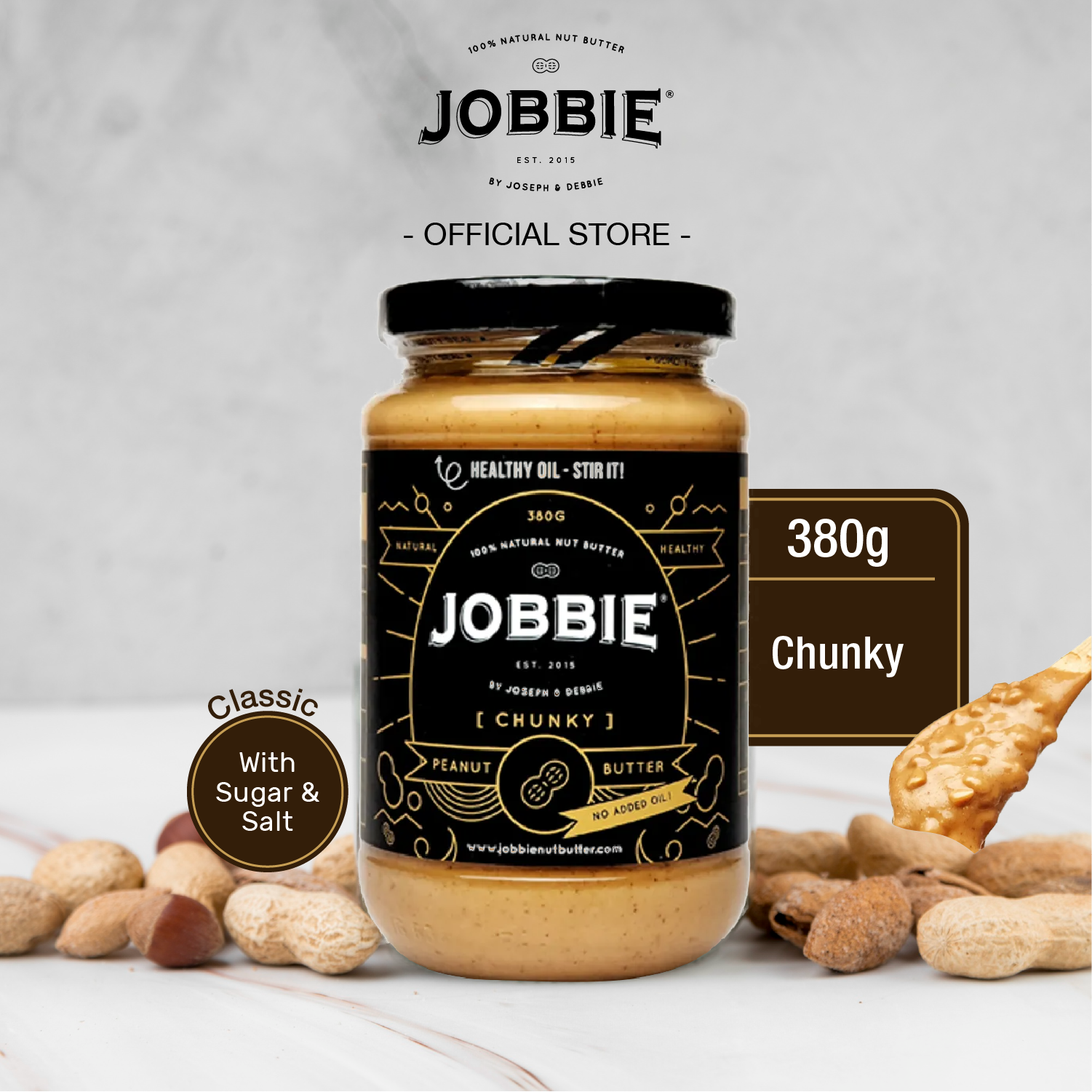 JOBBIE Peanut Butter - Chunky Classic (380g) | Shopee Malaysia