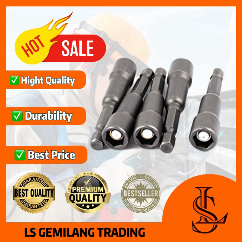 LS GEMILANG ( 5pcs ) TEBAL THICK 8mm Magnetic Nut setter Nut Driver ...