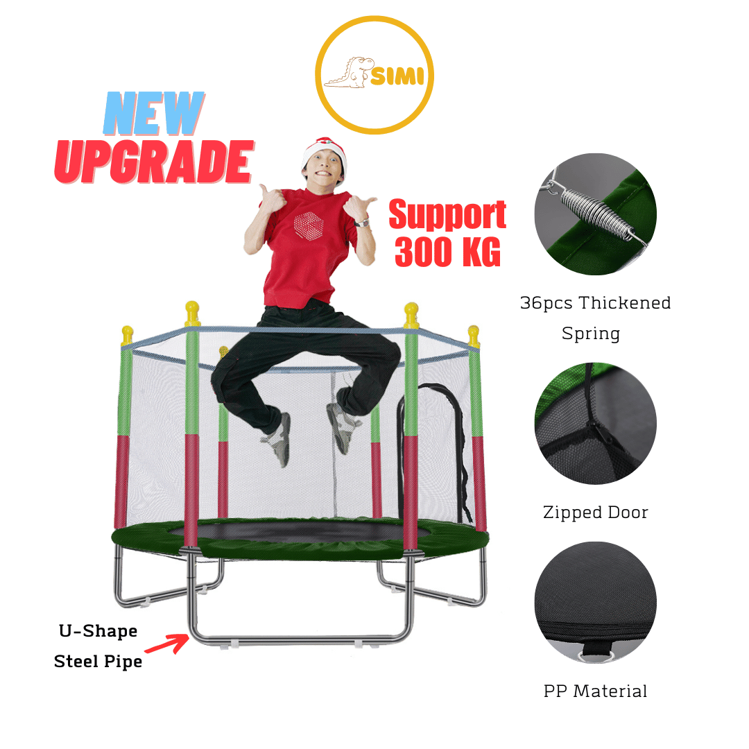 SIMI Kids Adult Trampoline U-Shape Support 300KG Jumper Bouncer with ...