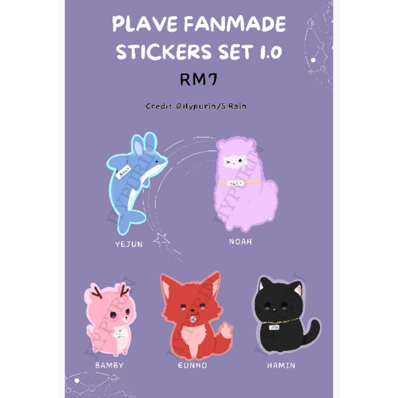 (Only FOR PREVIEW) Plave Fanmade Animal Stickers set | Shopee Malaysia