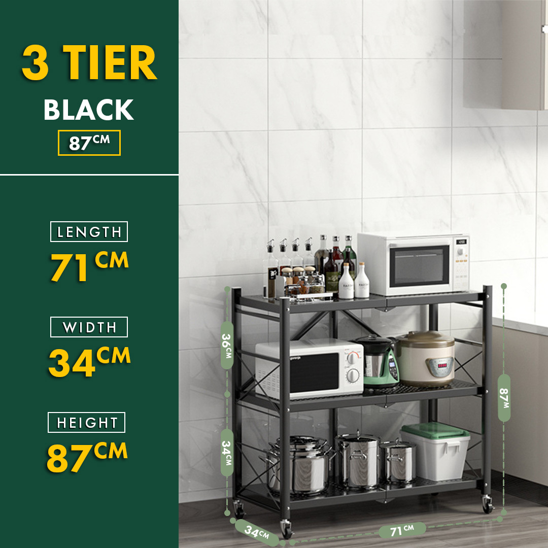 KENZZO : 5 Tiers Kitchen Rack Shelf Foldable Storage Rack With Wheel ...
