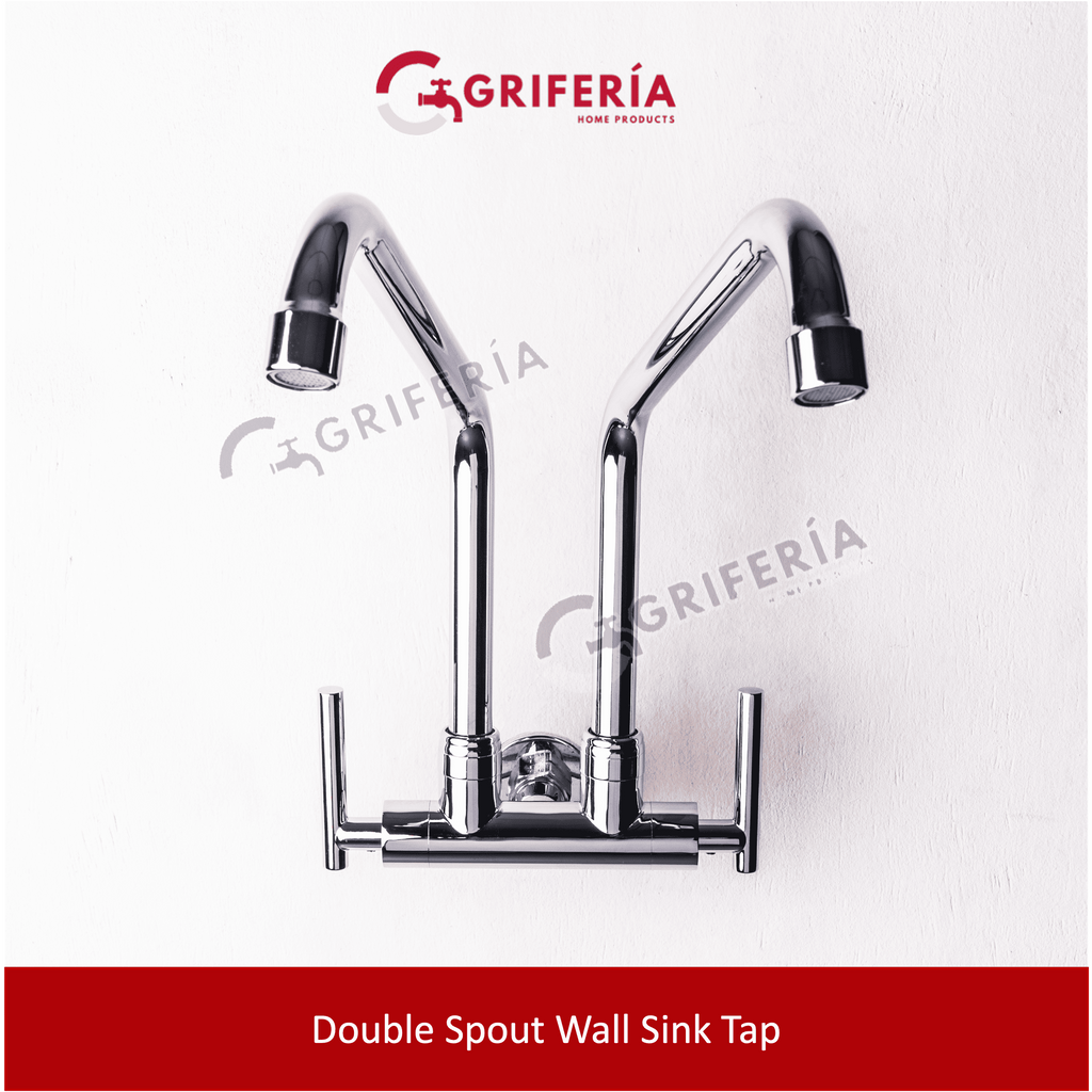 [NEW] Double Spout Wall Sink Tap / Wall Kitchen Tap 2 spout / 2 Swivel ...