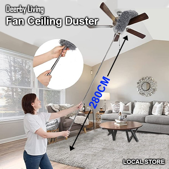 Premium 280cm Extra Long Ceiling Fan Microfiber Duster Cleaning Tool ...