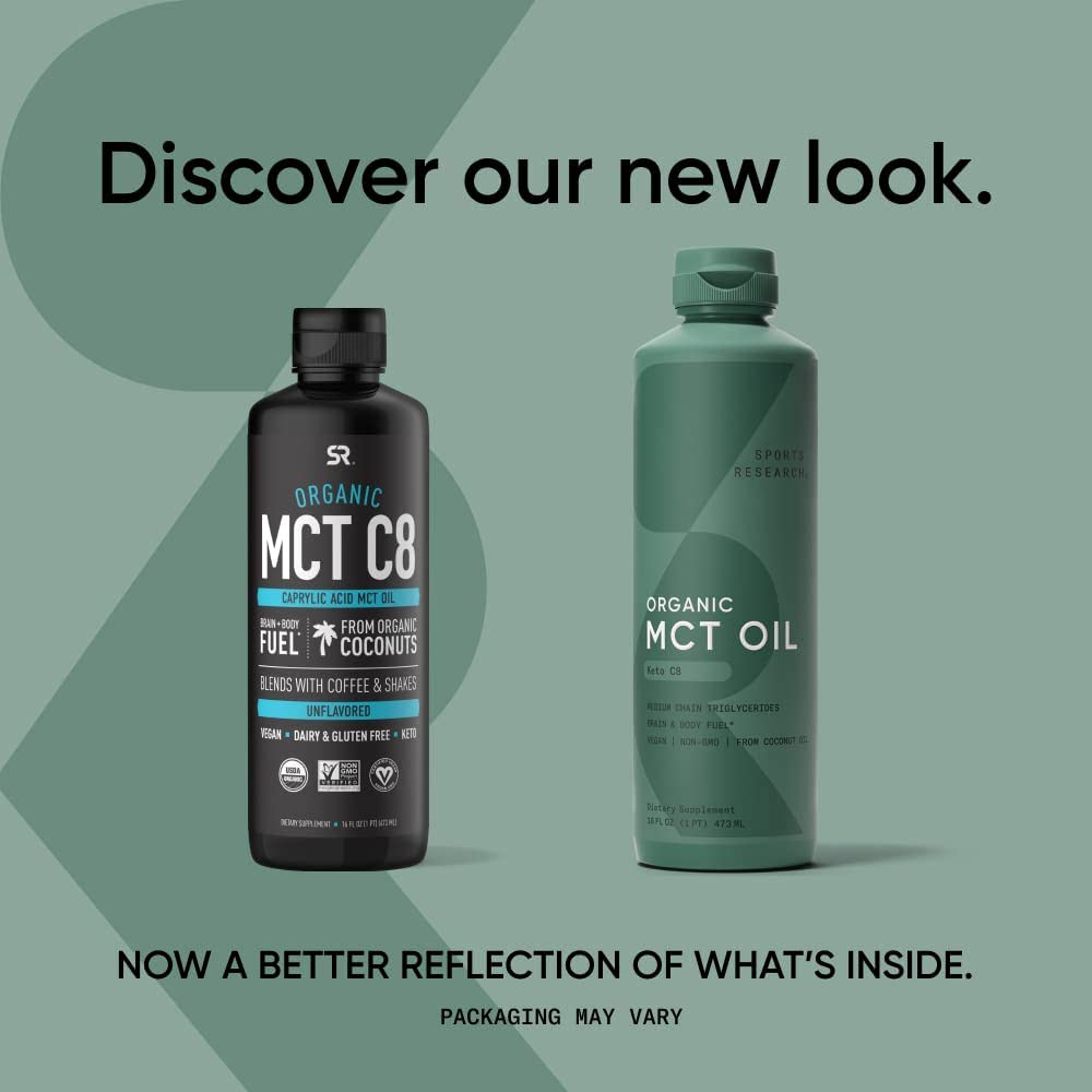 Sports Research Organic MCT C8 Oil Unflavored, 16 fl oz (473 ml), Exp 09/2026 | Shopee Malaysia