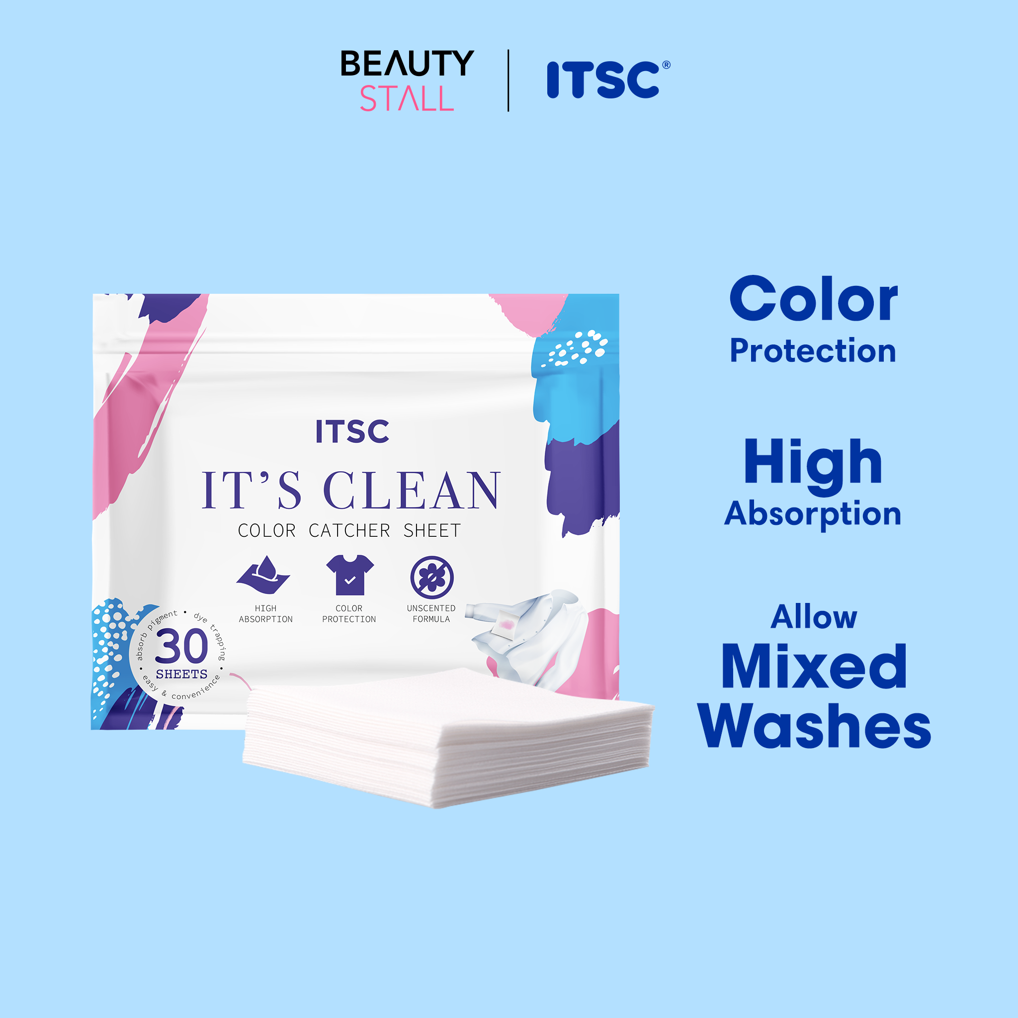 ITSC It's Clean Color Catcher Sheet 30's | Color Absorbent Anti Dyeing ...