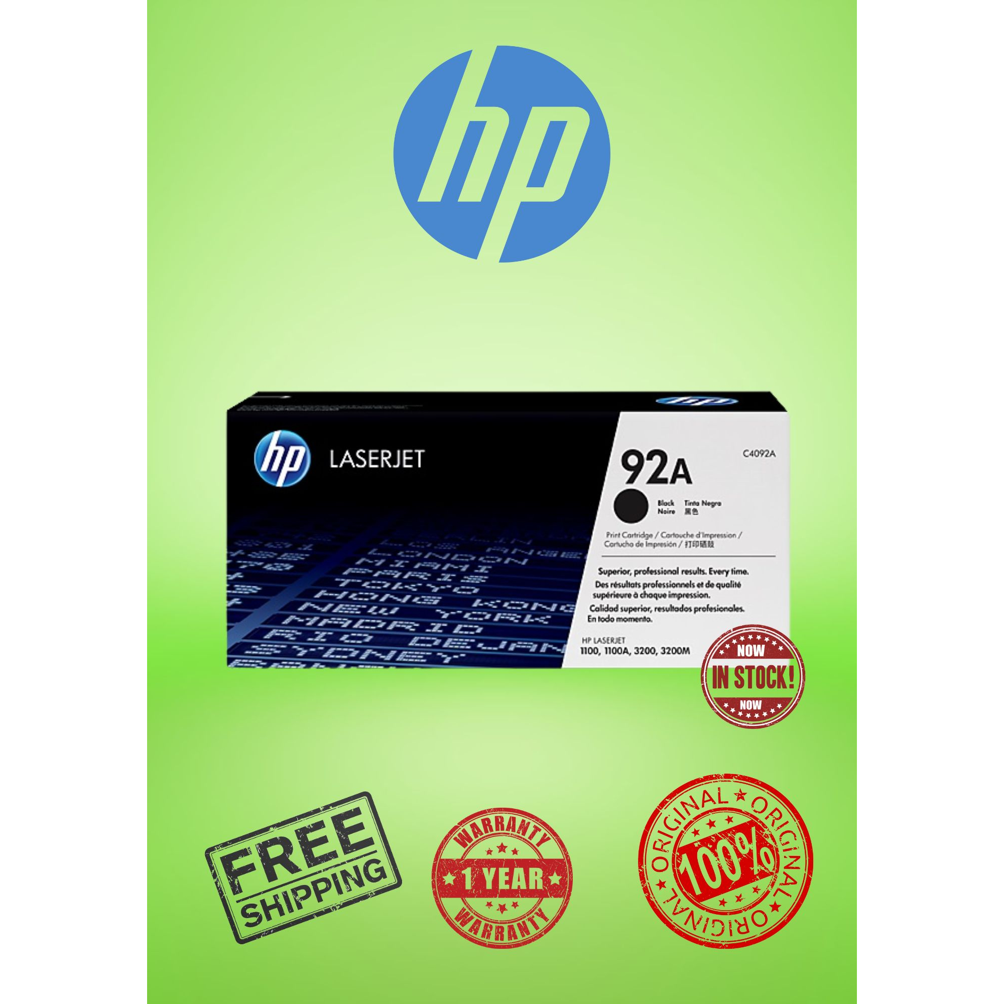 HP 92A / C4092A BLACK ORIGINAL LASERJET TONER CARTRIDGE | Shopee Malaysia