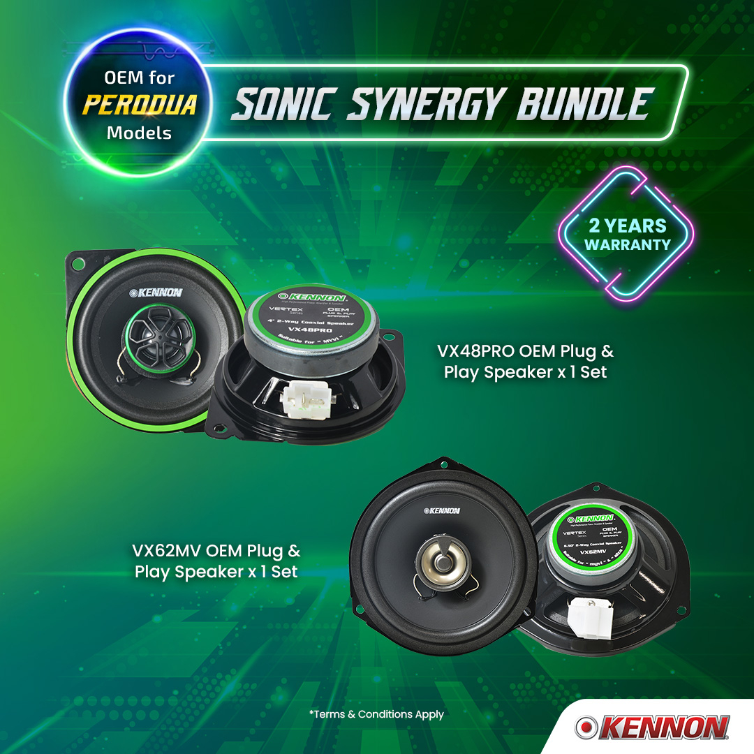 (BUNDLE) KENNON 4'' 2-WAY COAXIAL OEM Plug & Play Speaker VX48PRO + 6.5 ...