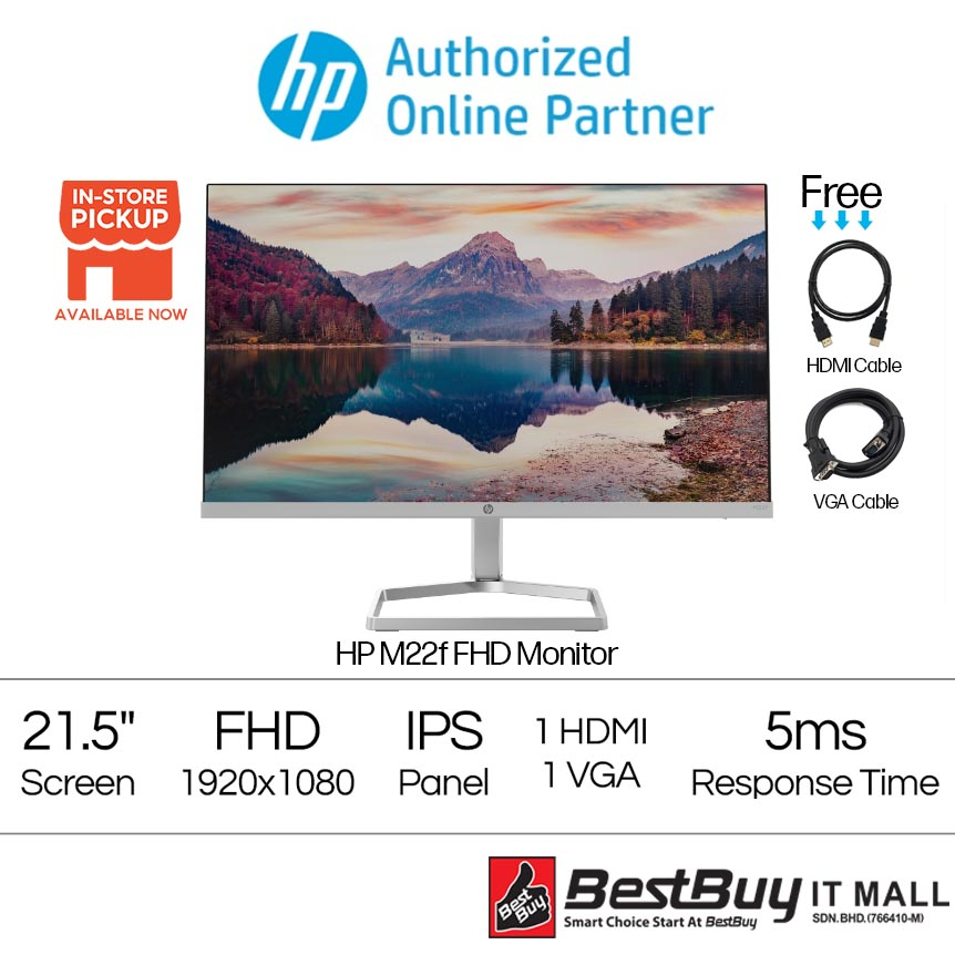 HP M22f Monitor (1920 X 1080/5MS/75HZ/VGA/HDMI Port) (2E2Y3AA) | Shopee ...