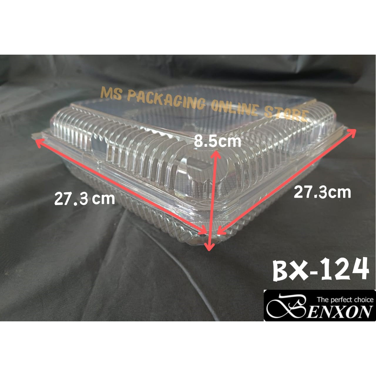 BX-124 BENXON 9" Square Cake Tray with Lock（50pcs± ) Bakery Disposable ...