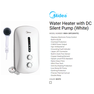 Midea Water Heater DC Silent Pump Instant Water Heater with Digital LED ...